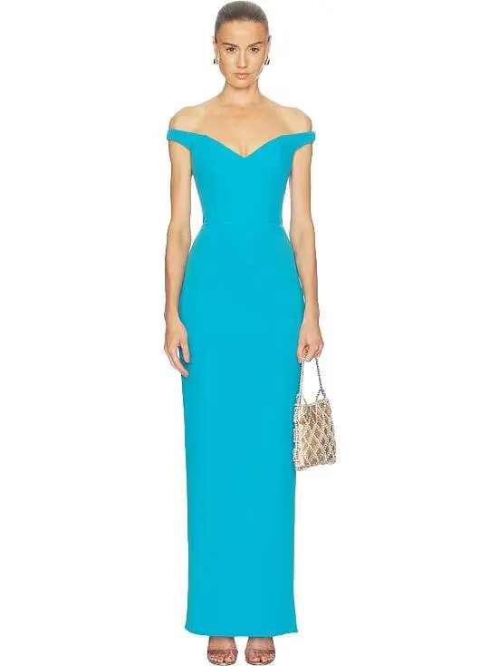 Katie May Gown With Off-the-shoulder Neckline And Hidden Back Zipper - Deep Lagoon
