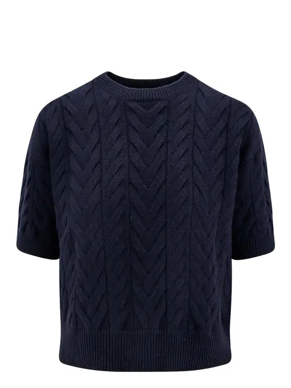 Max Mara Dominus Wool Sweater With Cable Knit - Blue