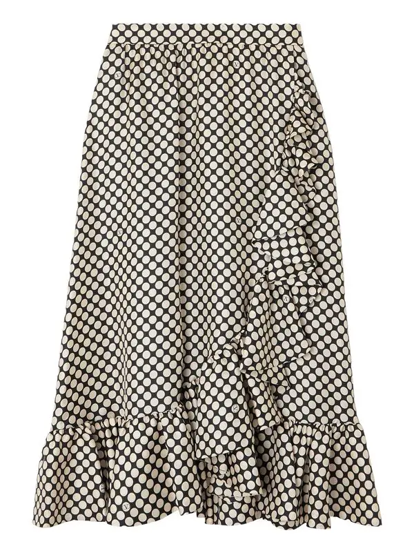 Valentino Garavani Polka-dot Silk-twill Midi Skirt - Black