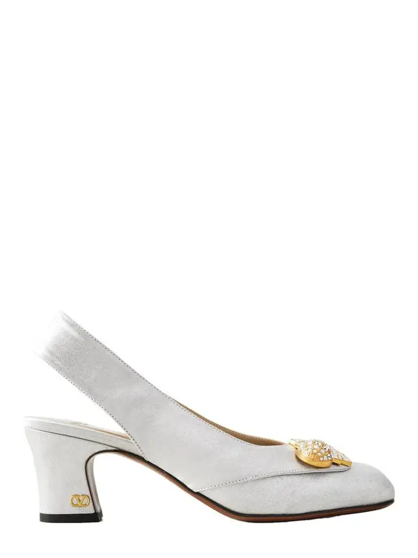 Valentino Garavani Adamantine 60 Embellished Glittered-leather Slingback Pumps - Silver