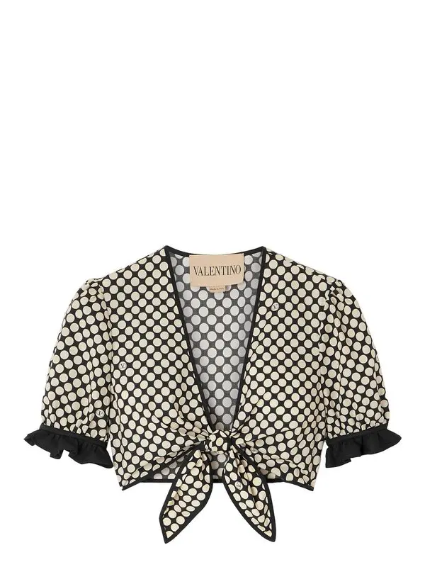 Valentino Garavani Cropped Polka-dot Top - Black