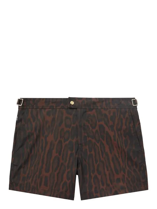 TOM FORD Ocelot-print Swim Shorts - Brown