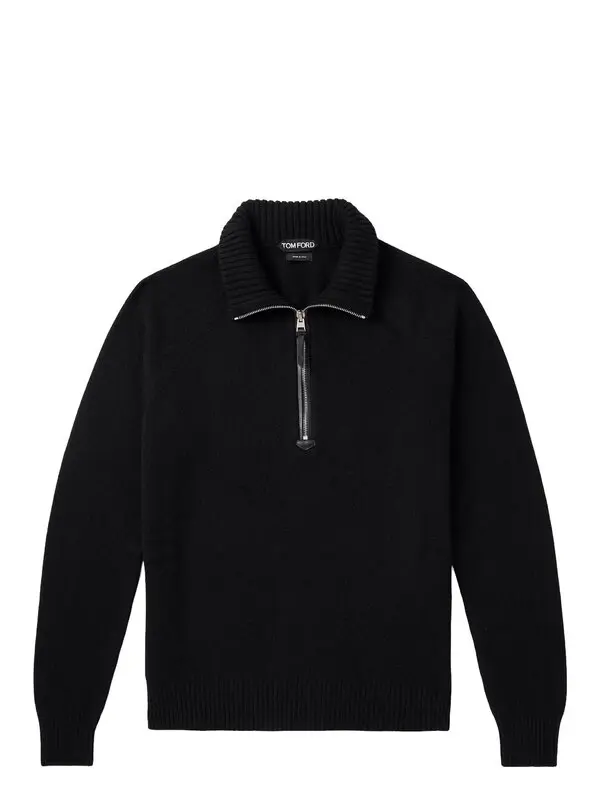 TOM FORD Wool And Cashmere-blend Half-zip Rollneck Sweater - Black