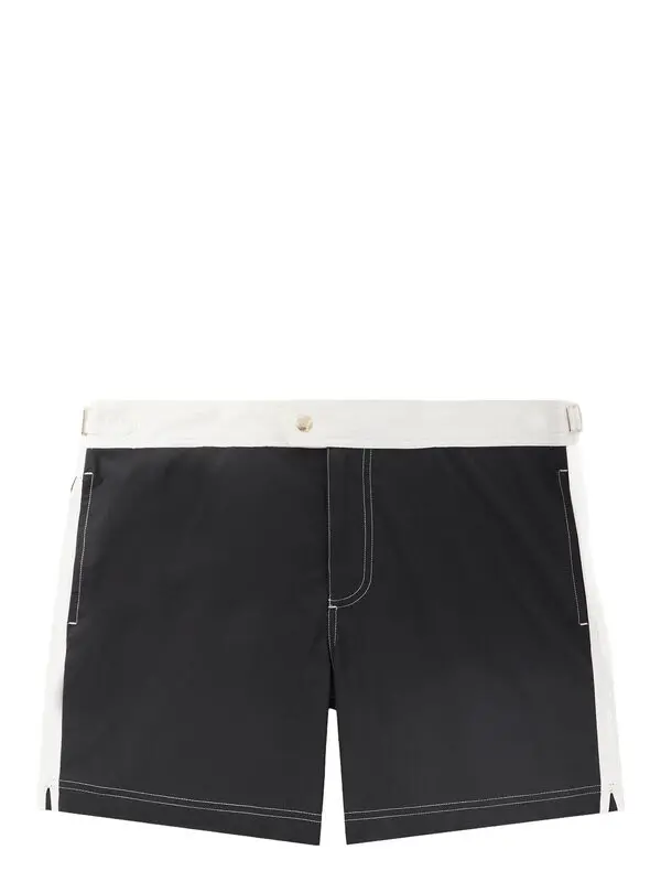 TOM FORD Straight-leg Mid-length Striped Board Shorts - Black