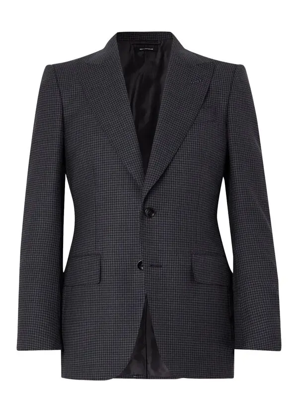 TOM FORD Houndstooth Wool-blend Suit Jacket - Gray