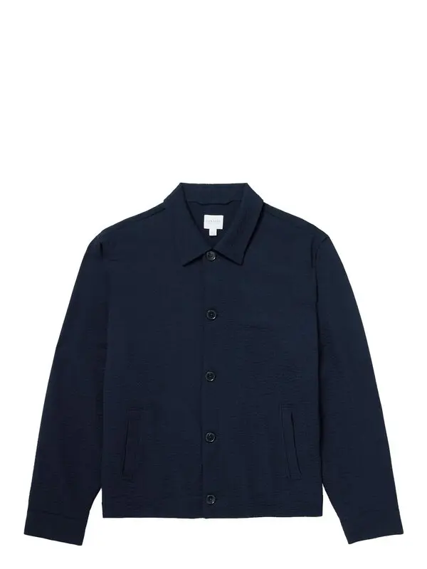 Sunspel Wool-blend Seersucker Shirt Jacket - Blue