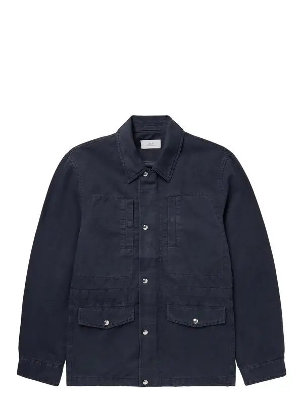 Mr P. Cotton And Linen-blend Twill Field Jacket - Blue