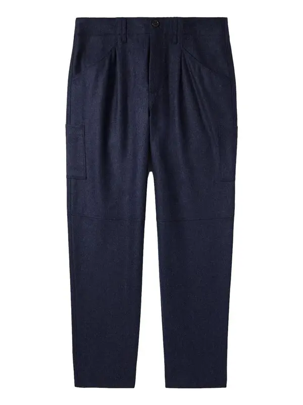 Brunello Cucinelli Tapered Brushed-wool Trousers - Blue