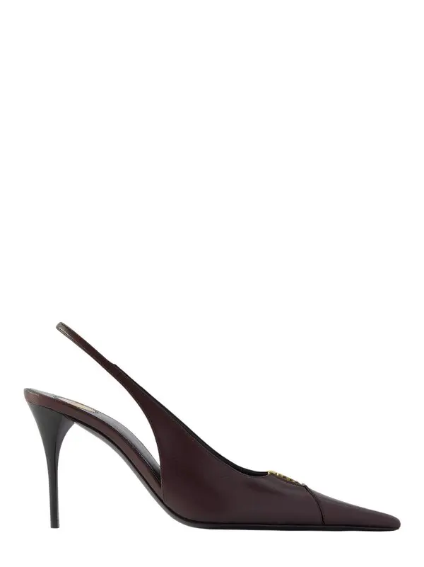 Saint Laurent Babylone Leather Slingback Pumps - Burgundy