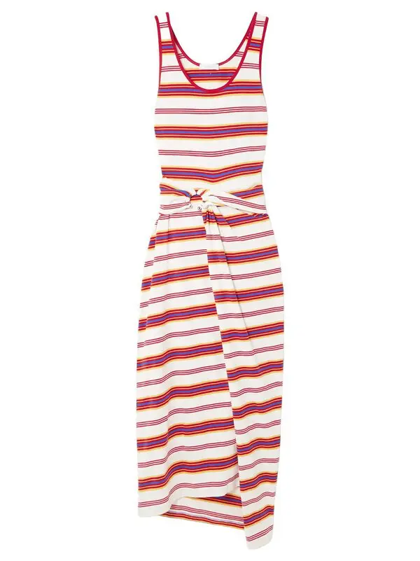 Rabanne Embellished Striped Stretch-jersey Midi Dress - Multi