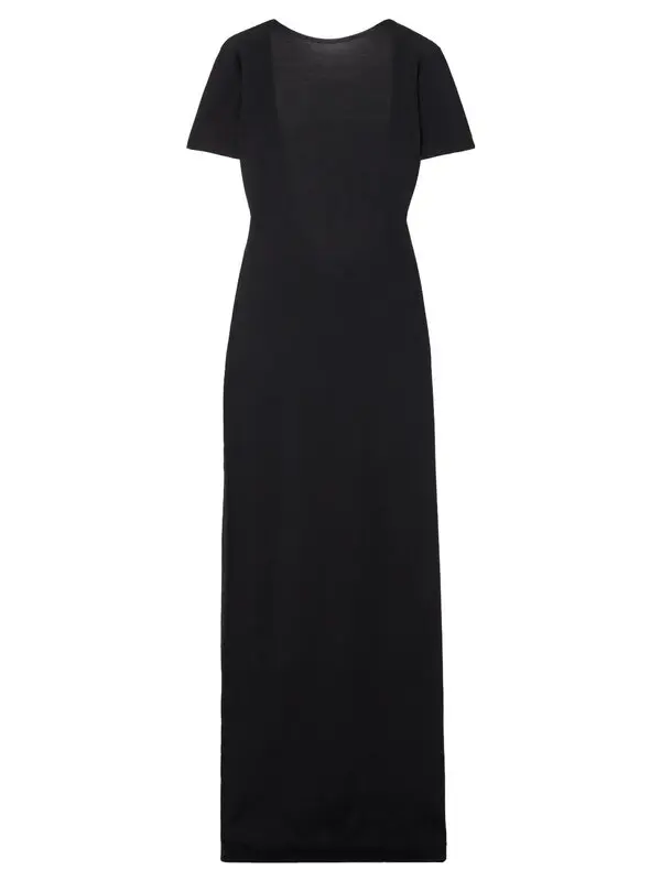 Saint Laurent Open-back Wool Maxi Dress - Black
