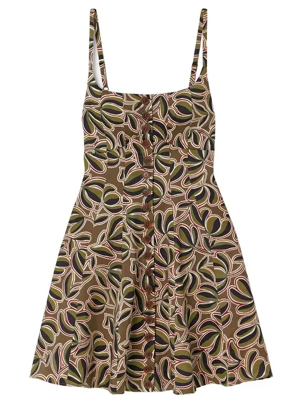 LA LIGNE Alba Printed Linen-blend Mini Dress - Green