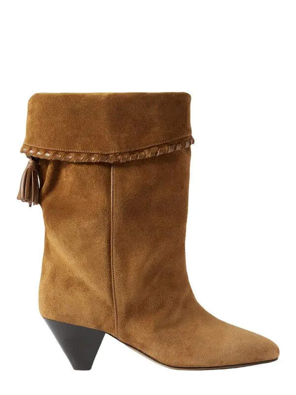 Isabel Marant Dalby Tasseled Leather-trimmed Suede Ankle Boots - Brown