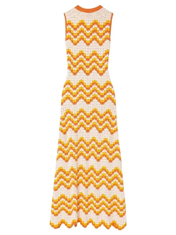 Escvdo Huayna Crocheted Organic Cotton Maxi Dress - Ecru
