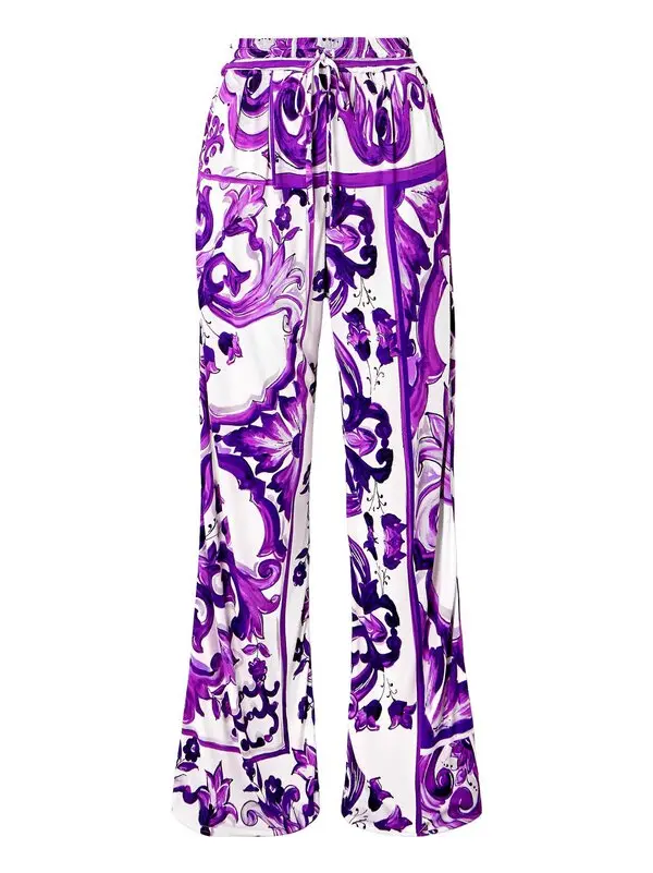 Dolce & Gabbana Printed Jersey Wide-leg Pants - Purple