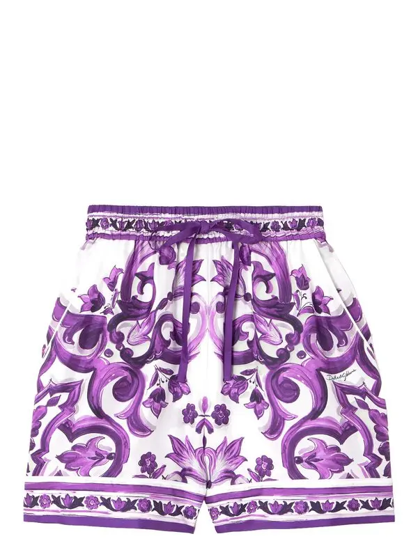 Dolce & Gabbana Printed Silk-twill Shorts - Purple