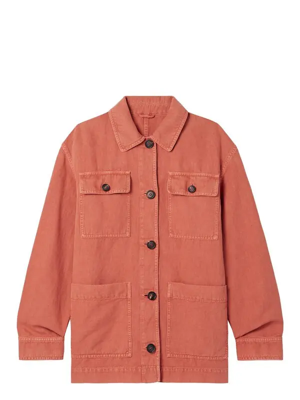 Brunello Cucinelli Cotton And Linen-blend Twill Jacket - Orange