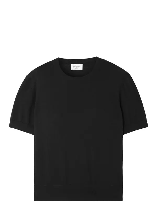 Saint Laurent Cropped Wool T-shirt - Black