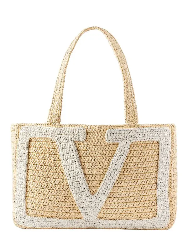 Valentino Garavani Viva Superstar Raffia Tote - Neutrals