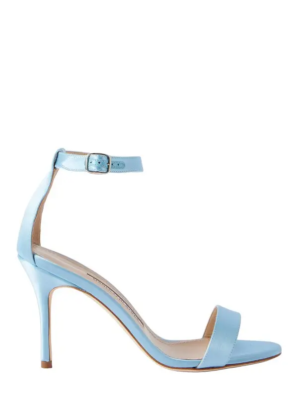 Manolo Blahnik Chaos 90 Satin Sandals - Blue