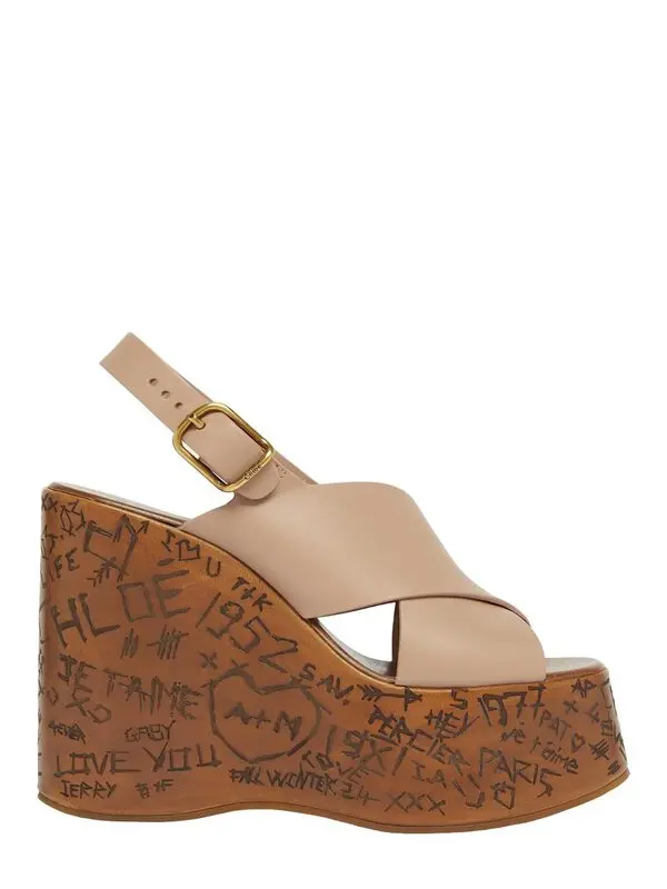 Chloé Maxime Leather Crisscross Platform Wedges - Blush Pink