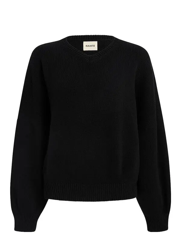 Khaite Wolfe V-neck Cashmere Sweater - Black