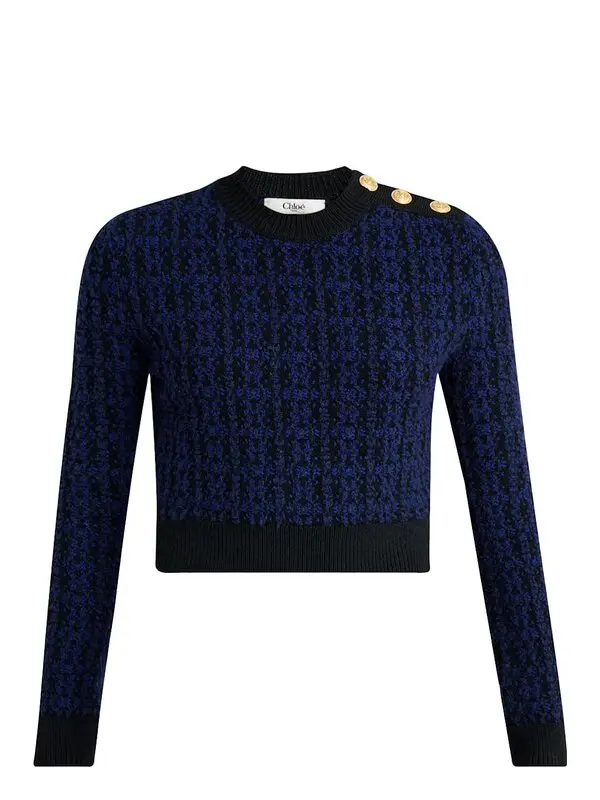 Chloé Boucle Knit Crop Sweater - Navy