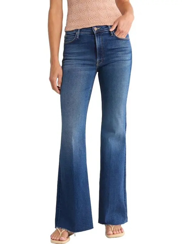MOTHER The Lil Doozy Fray Hem Flare Jeans - Scorchin Hot