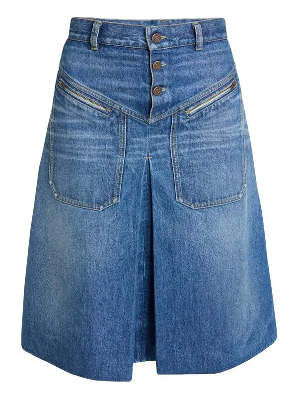 Chloé Cotton Denim Midi Skirt - Hazy Blue