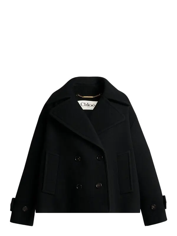 Chloé Double-breasted Wool-blend Peacoat - Black