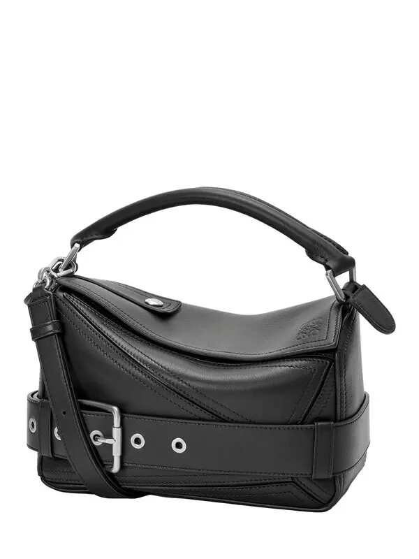 Loewe Small Leather Puzzle Biker Top-handle Bag - Black