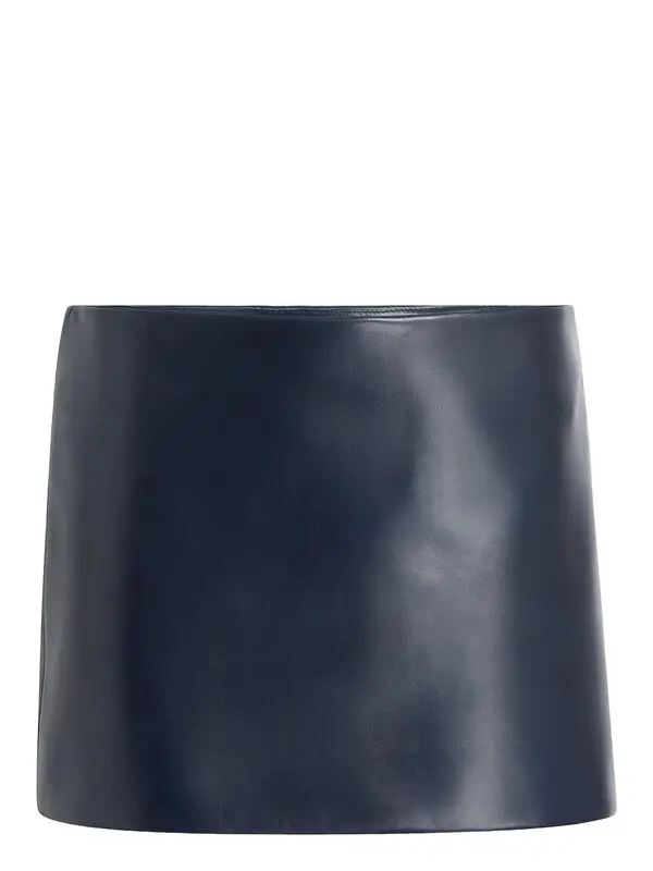Khaite Jett Leather Mini Skirt - Navy