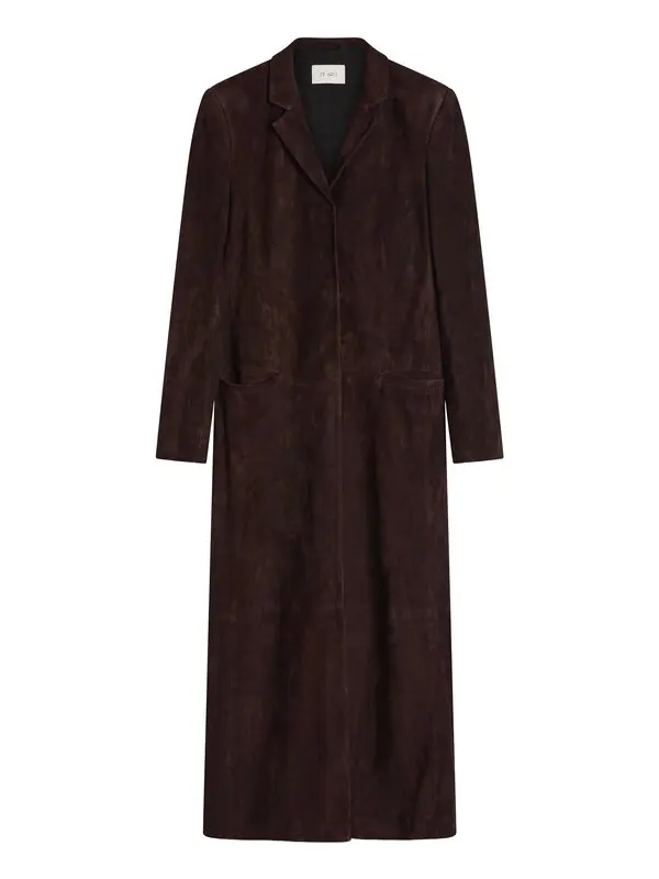 ST. AGNI Tailored Suede Coat - Brown