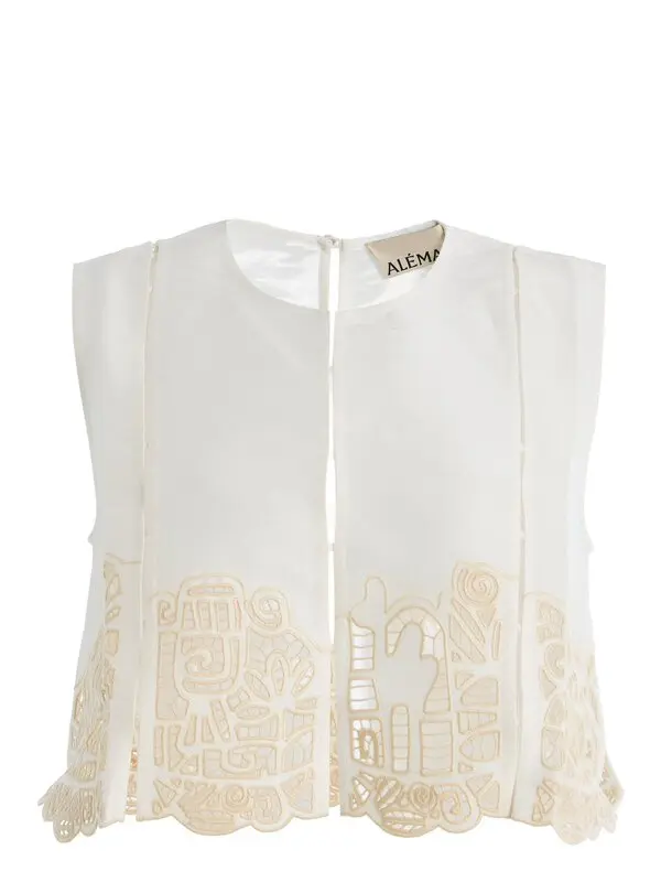 ALEMAIS Rosemary Embroidered Top - Off-white