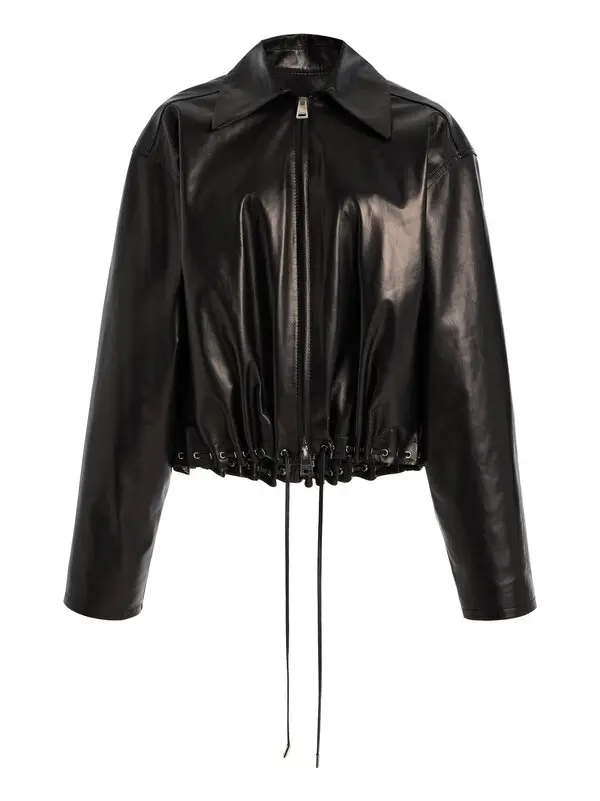 Brandon Maxwell The Leland Leather Jacket - Black