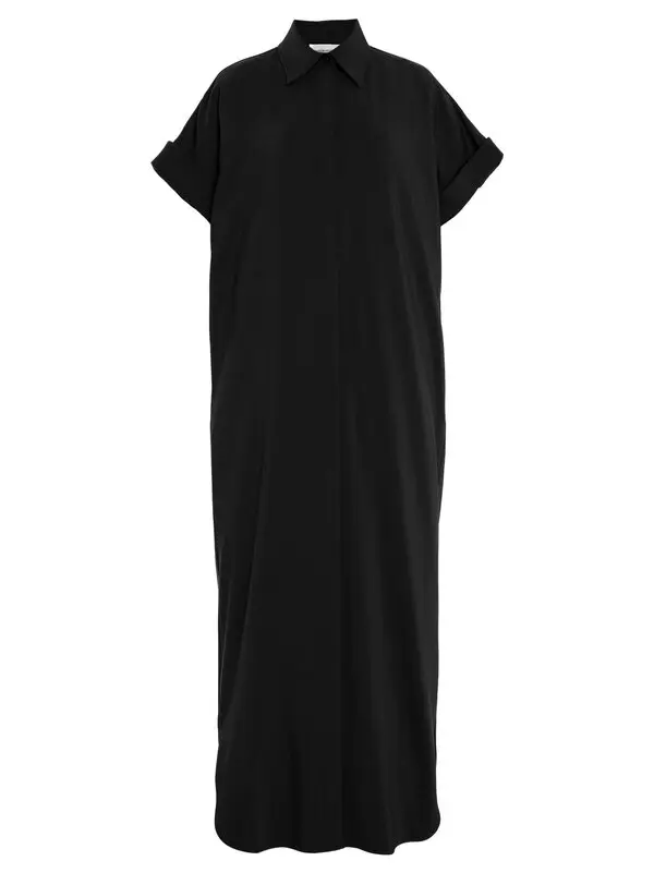 Brandon Maxwell The Emory Relaxed Twill Shirt Midi Dress - Black