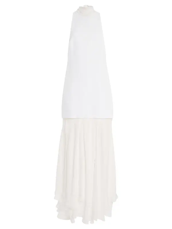 Brandon Maxwell The Leonie Layered Maxi Dress - White