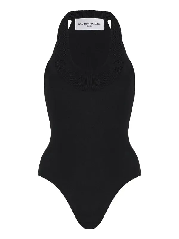 Brandon Maxwell Dahlia Knit Bodysuit - Black