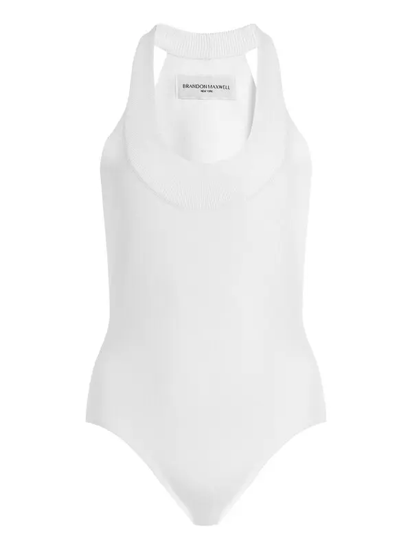 Brandon Maxwell The Dahlia Knit Halter Neck Bodysuit - White