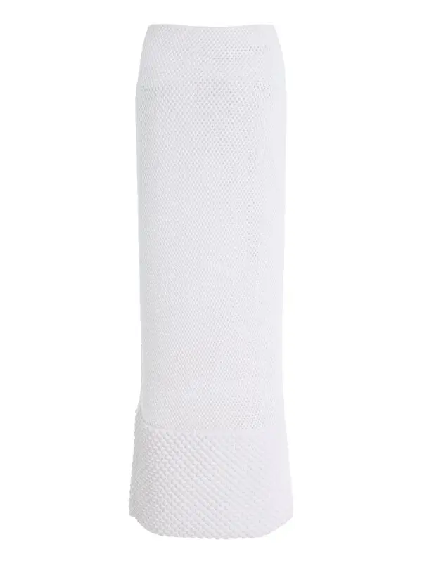 Brandon Maxwell The Iris Open-knit Maxi Skirt - White