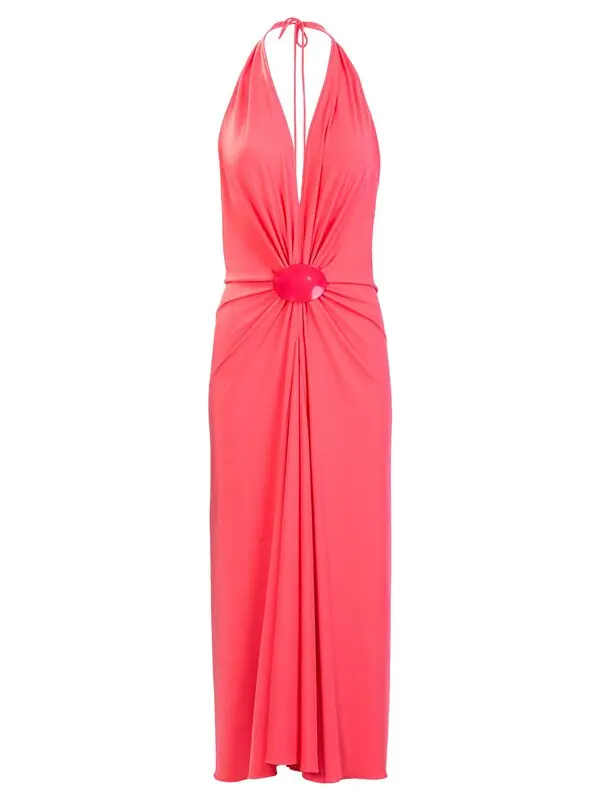 Silvia Tcherassi Veracruz Gathered Halter Midi Dress - Pink