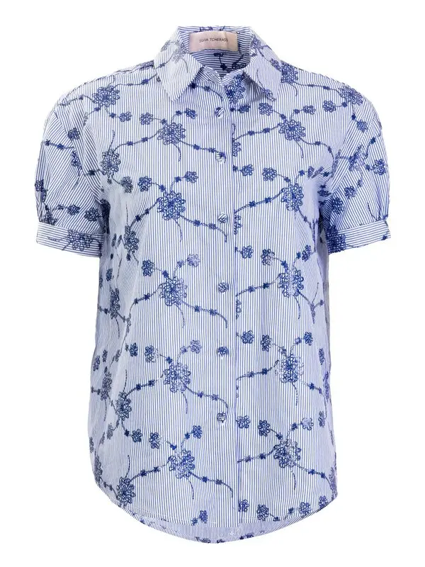 Silvia Tcherassi Ileana Cotton Floral Shirt - Blue