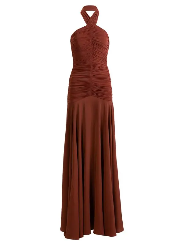 Silvia Tcherassi Moira Silk-blend Maxi Dress - Brown