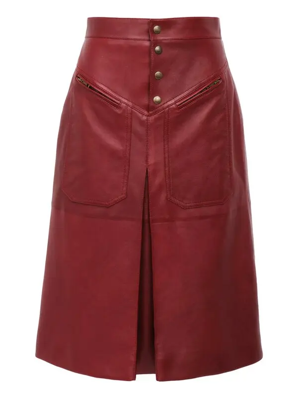 Chloé Lambskin A-line Midi Skirt - Burgundy
