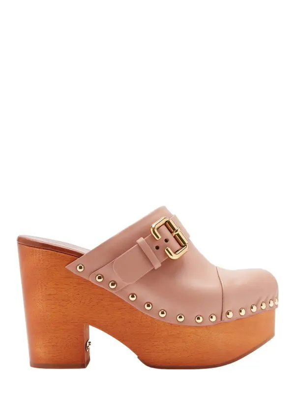 Chloé Jeannette Leather Platform Clogs - Pink