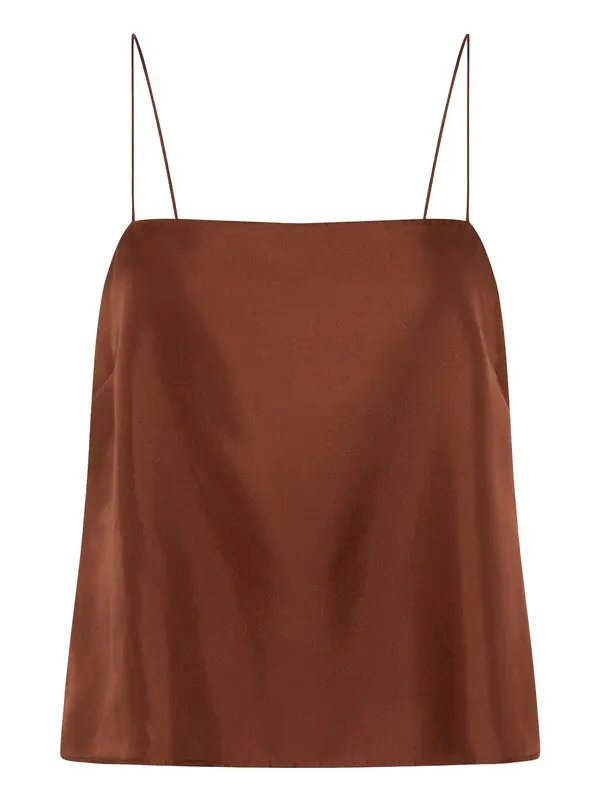 ST. AGNI Cami Silk-twill Top - Brown
