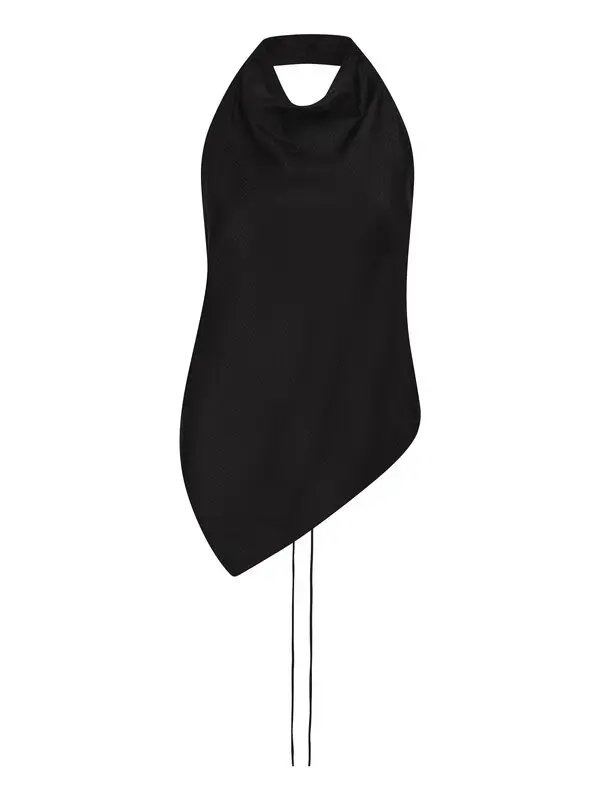 ST. AGNI Draped Silk Halter Top - Black