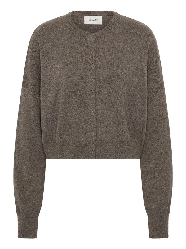 ST. AGNI Cropped Cashmere Cardigan - Grey