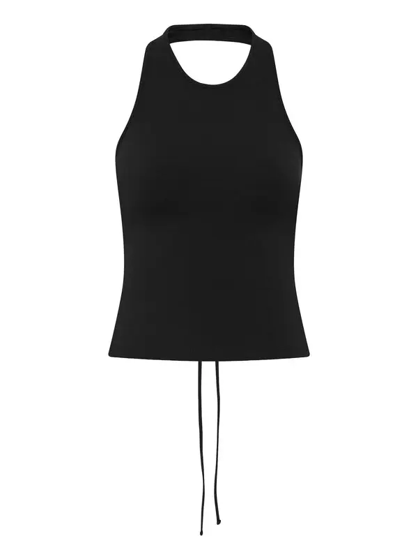 ST. AGNI Organic Cotton Halter Wrap Top - Black