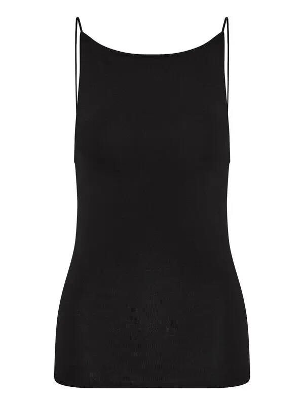 ST. AGNI Square-neck Jersey Top - Black